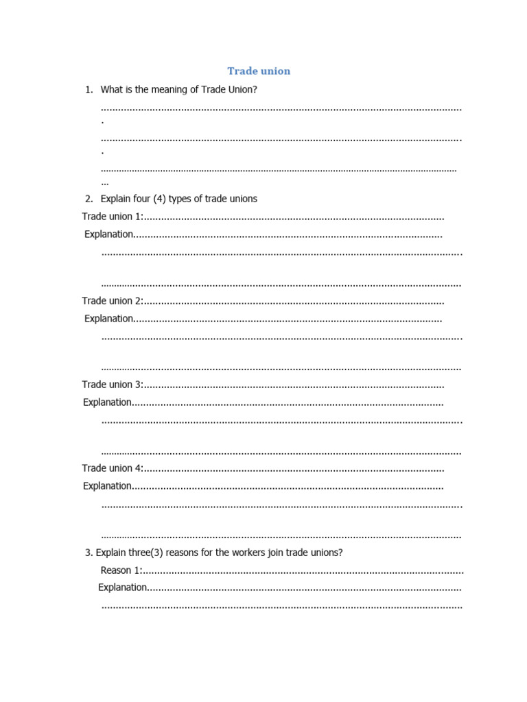 Trade Union Questions | PDF