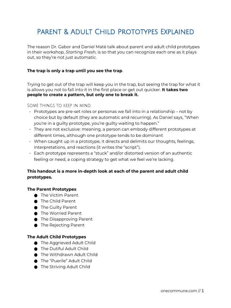 Parent & Adult Child Prototypes Explained | PDF
