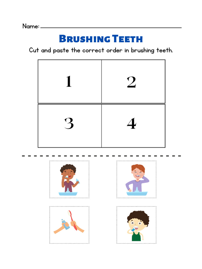 Colorful Illustrative Brushing Teeth Order Worksheet - 20240818 ...