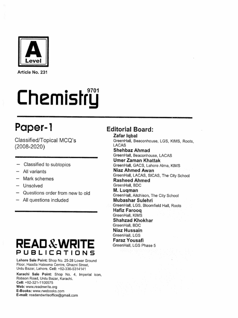 A Level Chemistry P1 Sample | PDF