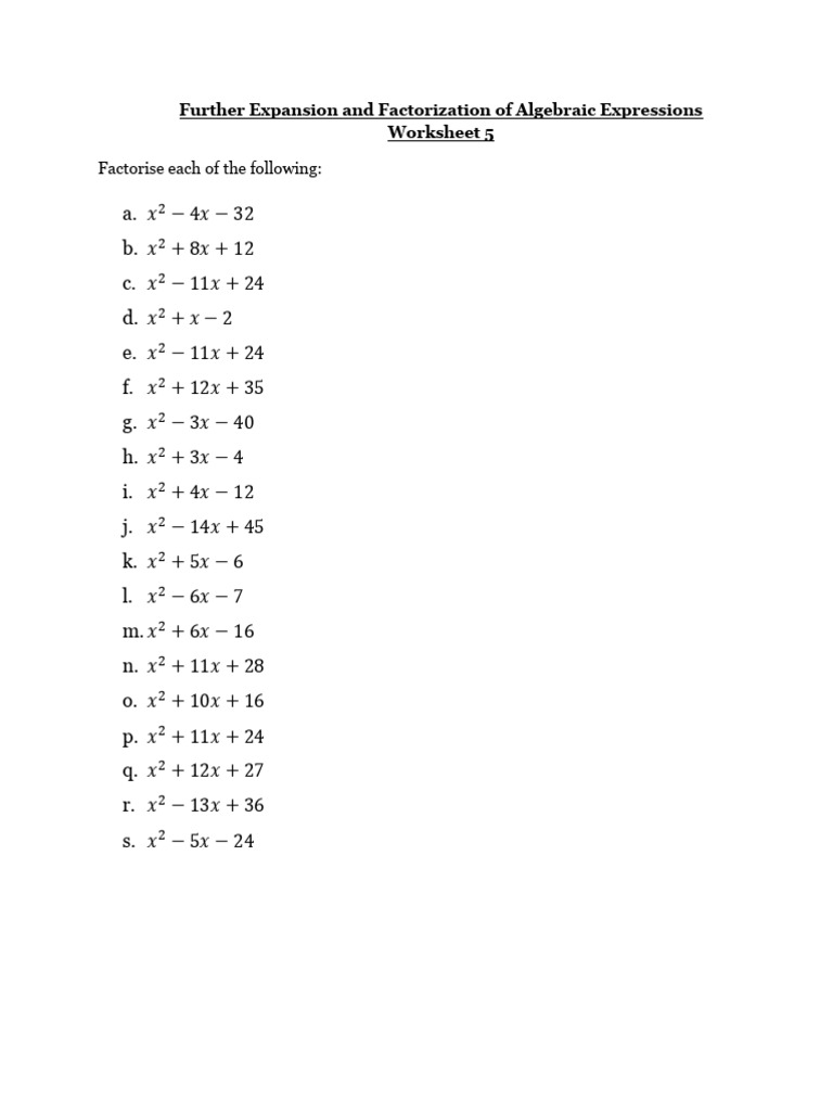 Worksheet 5 Factorization | PDF