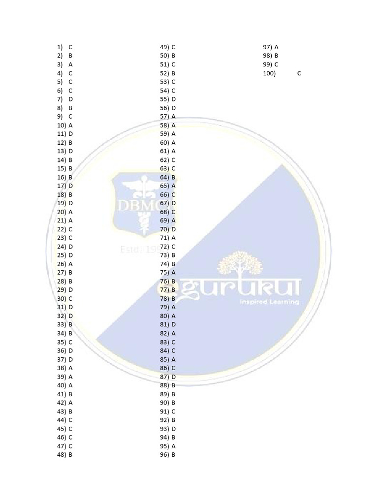 Answer Key FMT T&D by DR Vishwajeet | PDF