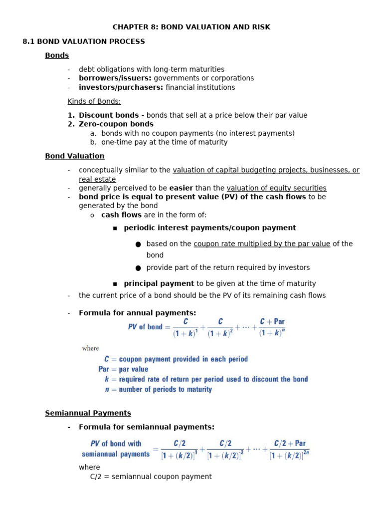 CH8 Bond Valuation and Risks | PDF