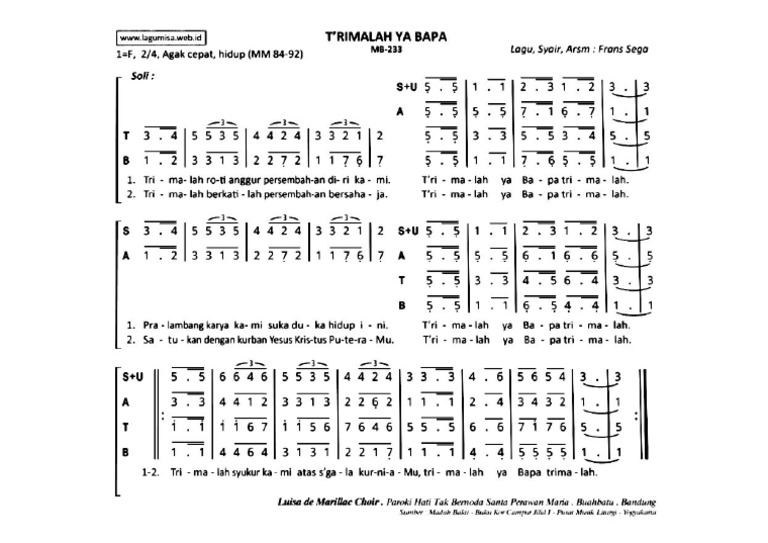 Trimalah Ya Bapa-1 | PDF