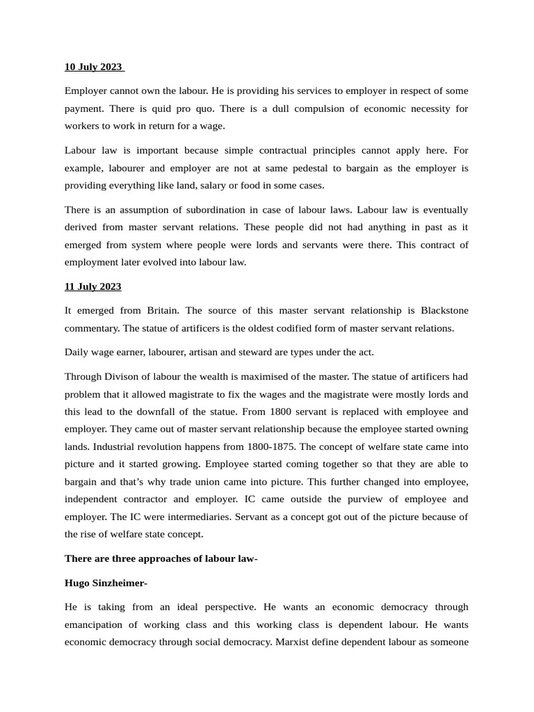 Labour Law - I | PDF