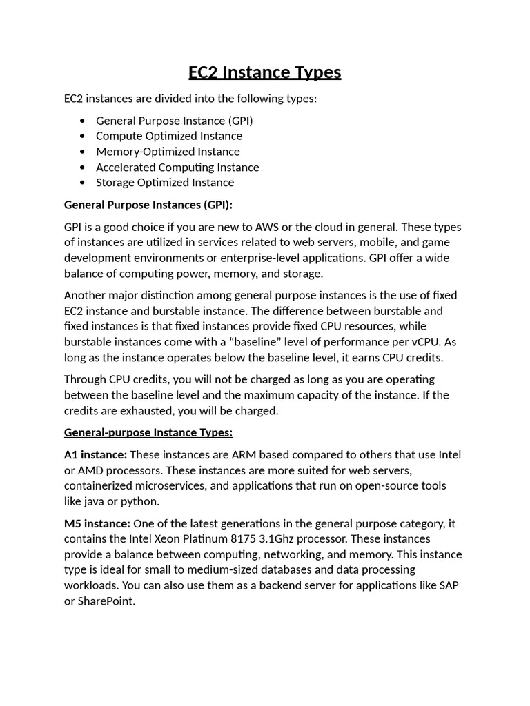 EC2 Instance Types | PDF | Graphics Processing Unit | Central Processing Unit