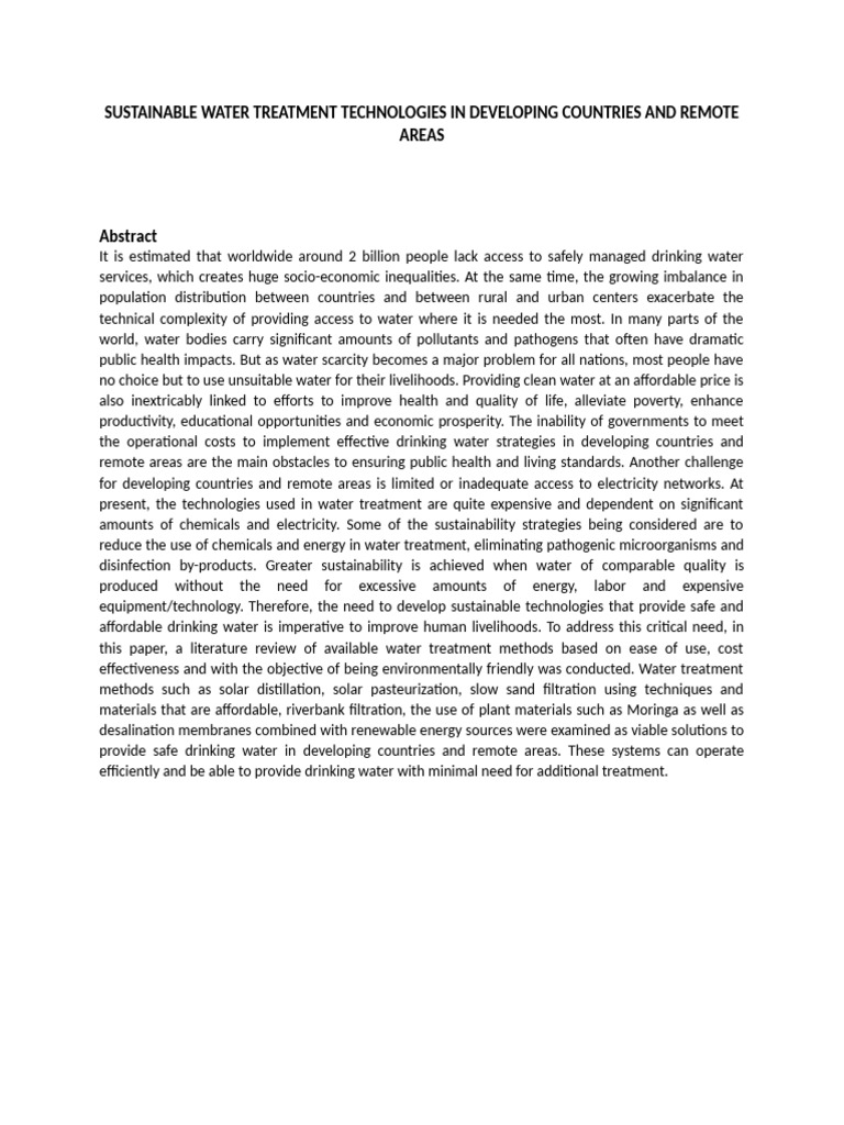 Giannis - SUSTAINABLE WATER TREATMENT TECHNOLOGIES IN DEVELOPING ...