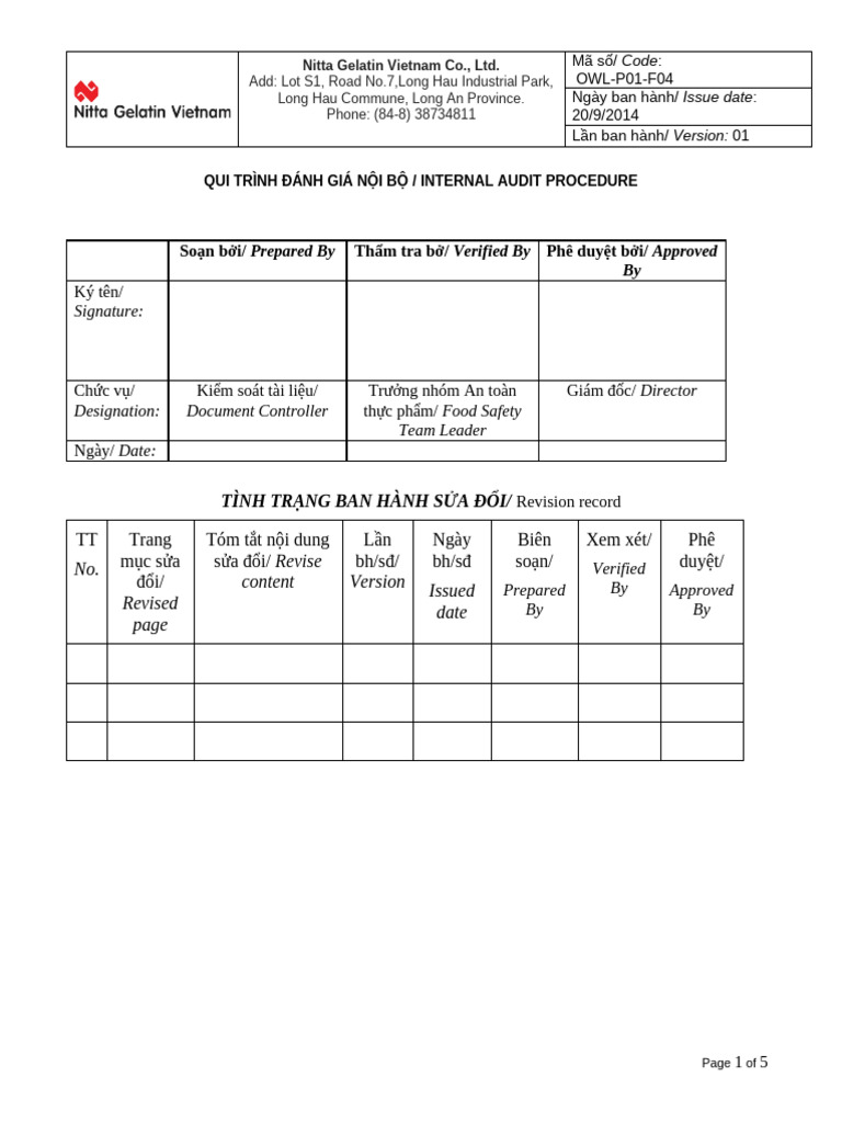 P03 - Internal Audit Procedure | PDF | Vietnam P03 - Internal Audit Procedure | PDF | Vietnam