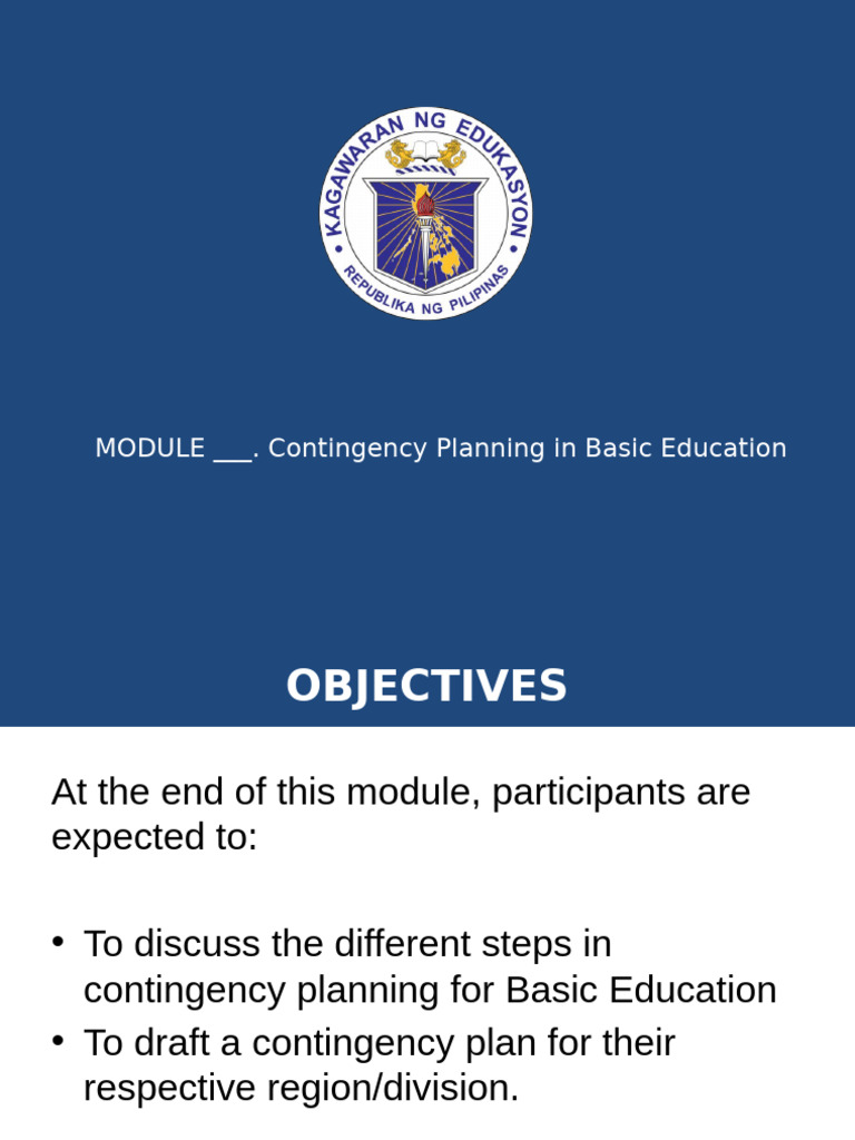 Contingency Planning in Basic Education PPTs | PDF