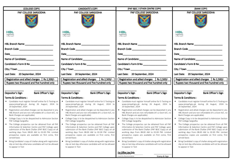 Challan Form 2025 PCS | PDF