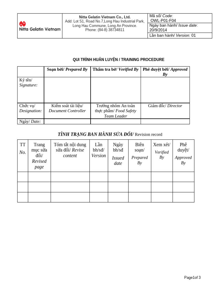 P05 Training Control Procedure | PDF