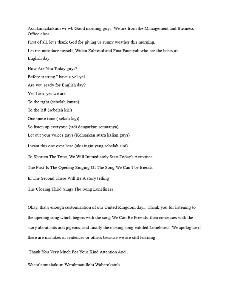 MC English Day | PDF