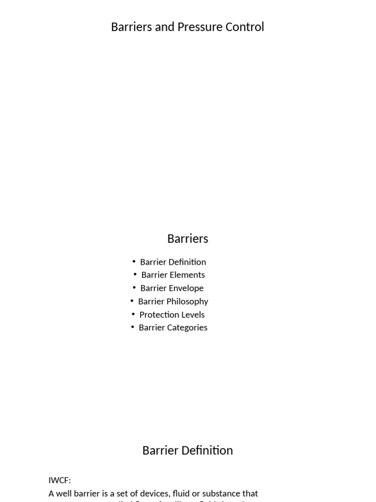 Barriers and Pressure Control | PDF