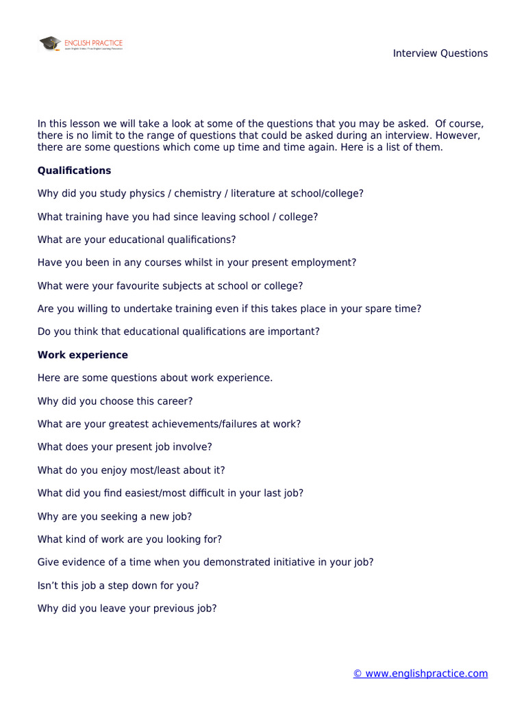 Interview Question | PDF