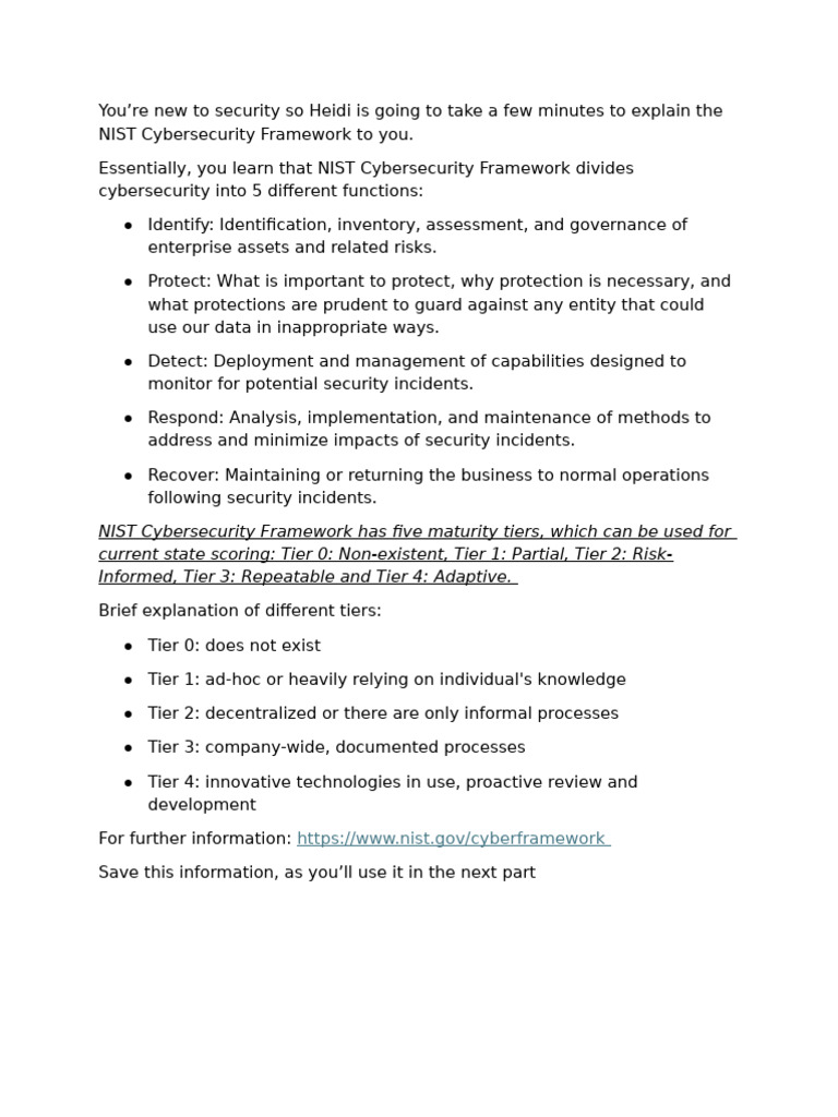NIST Cybersecurity Framework | PDF