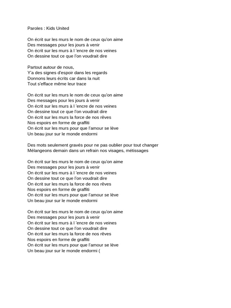 Chanson Kids United | PDF
