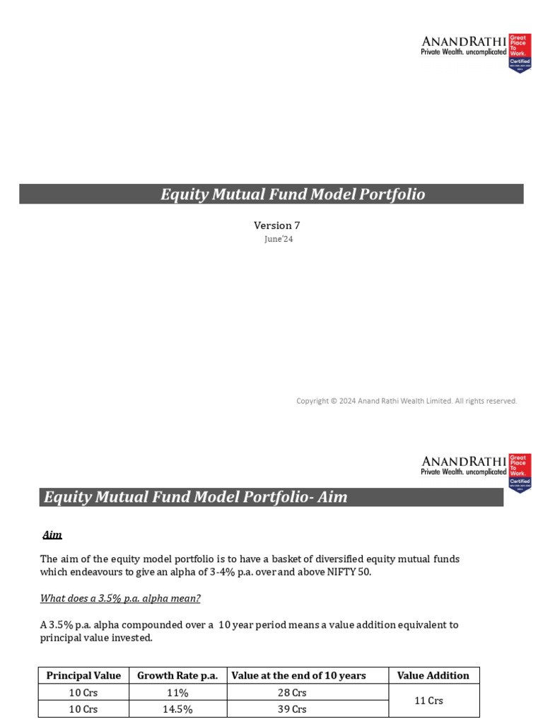Document No 10 - Equity MF Model Portfolio V7 Updated | PDF
