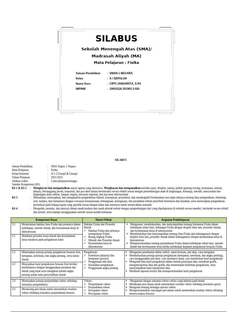 Silabus SMT 1 & 2 | PDF