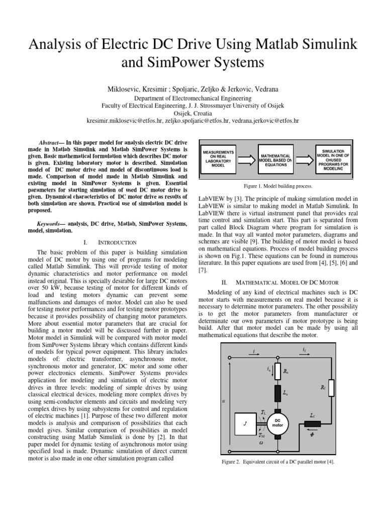 Analysis of Electric DC Drive Using Matlab Simulink | PDF
