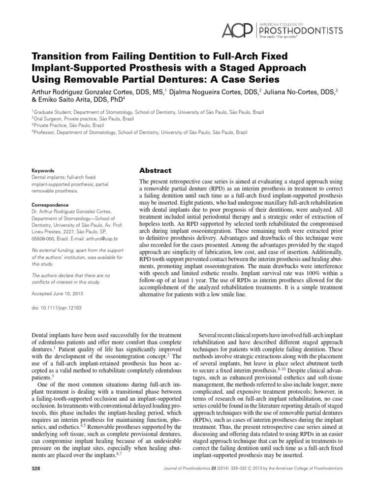2013 - Cortes A - Transition From Failing Dentition To Full-Arch Fixed ...