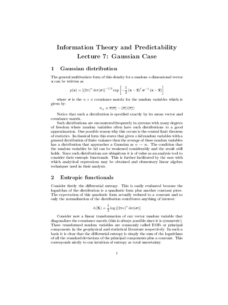Entropy Gaussian | PDF