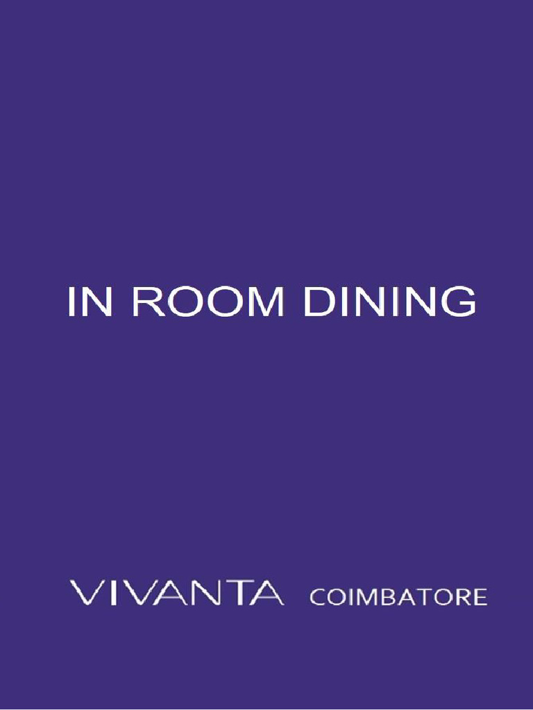 In Room QR Ird Menu | PDF