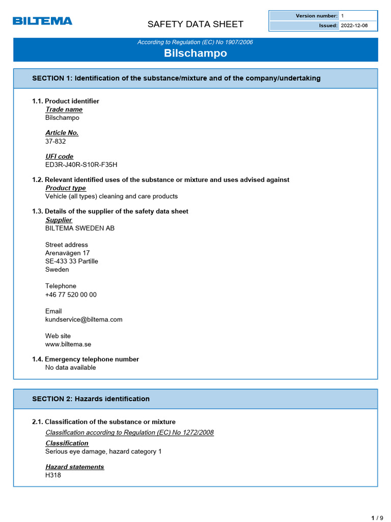 Safety Data Sheet | PDF