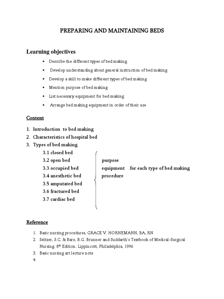 Cardiac Bed Making Procedures Explained | PDF