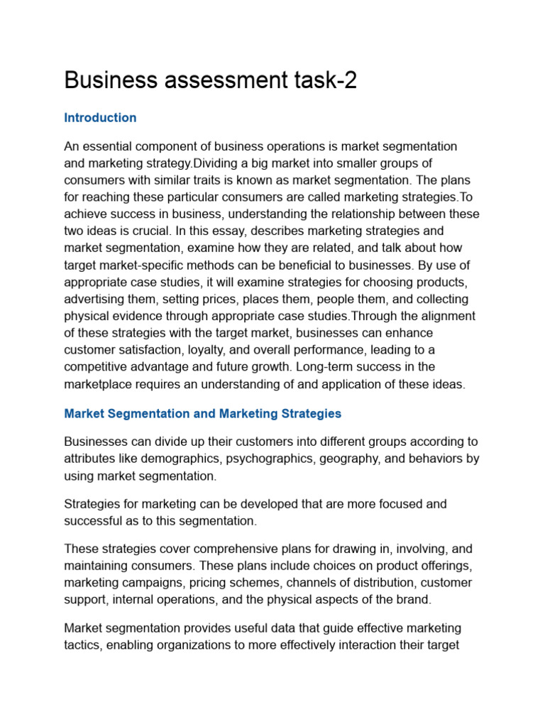 Business assessment task-2 | PDF