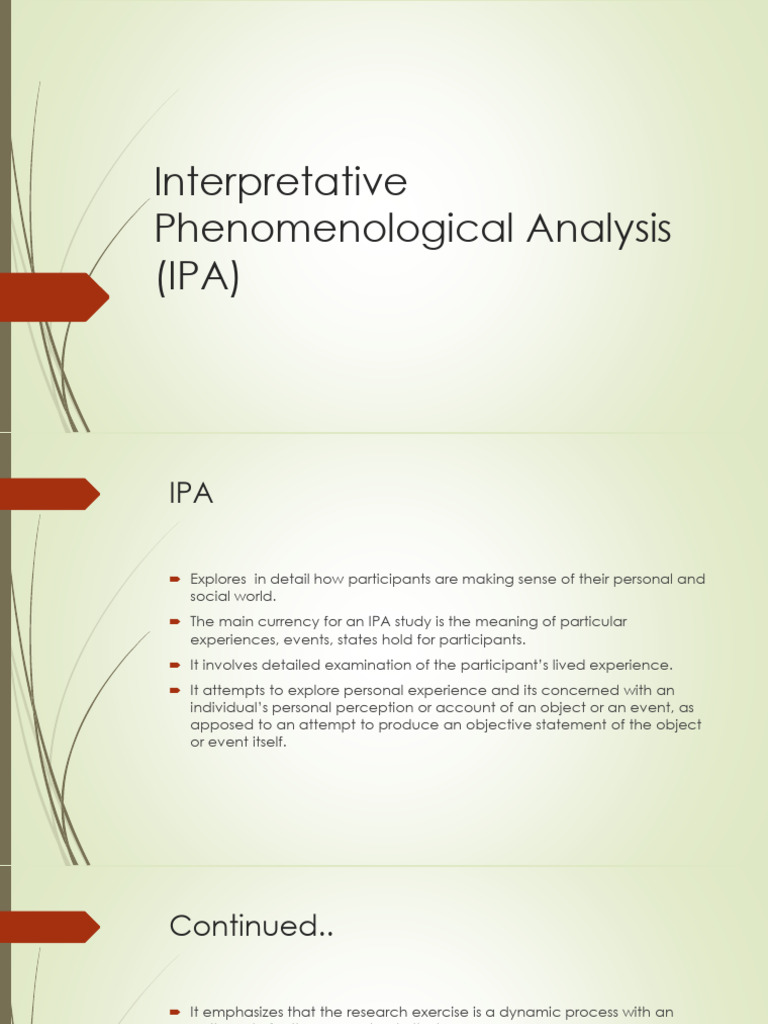 Interpretative Phenomenological Analysis (IPA) | PDF