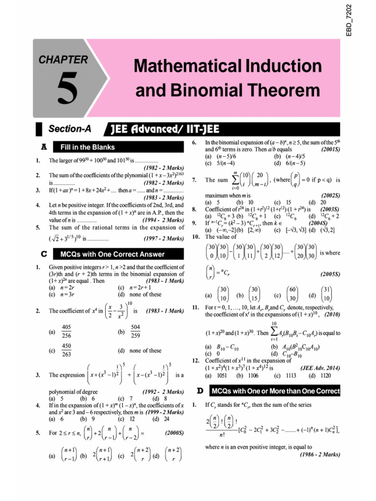 Mathematical Induction And Binomial Theorem Pdf