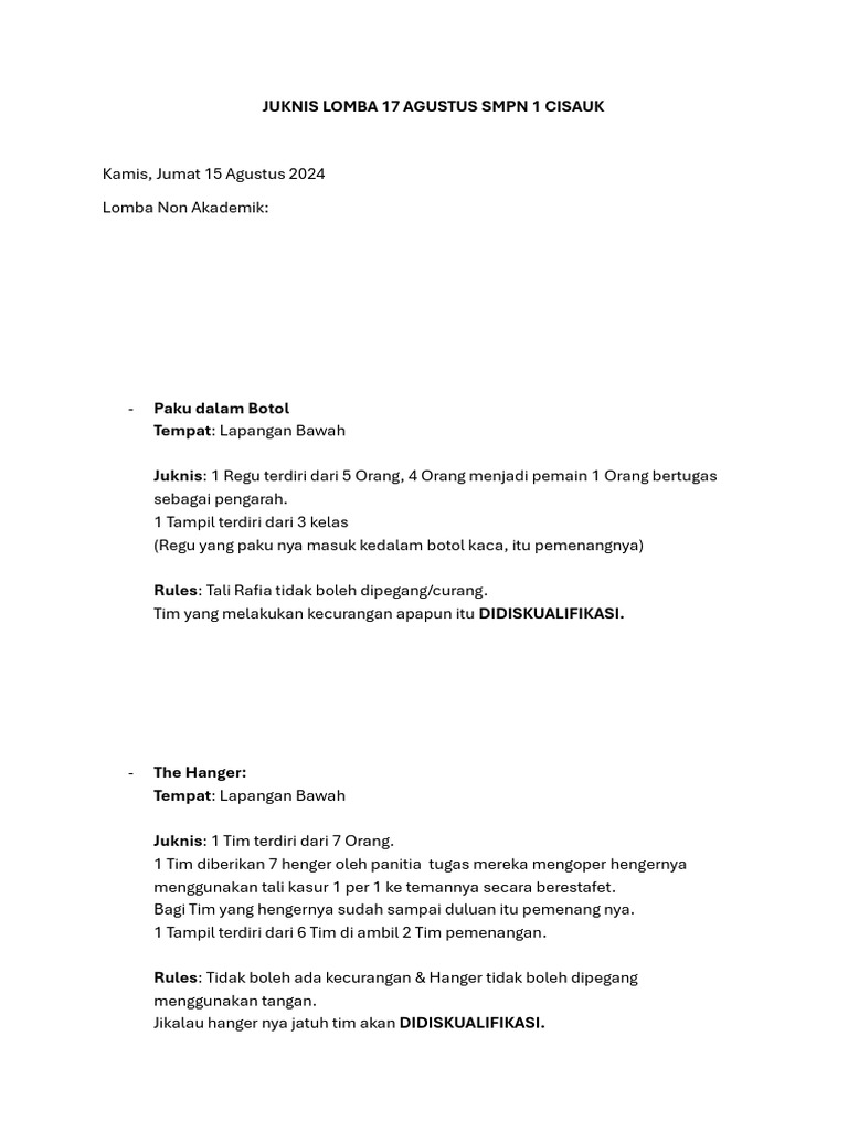 JUKNIS LOMBA 17AN | PDF