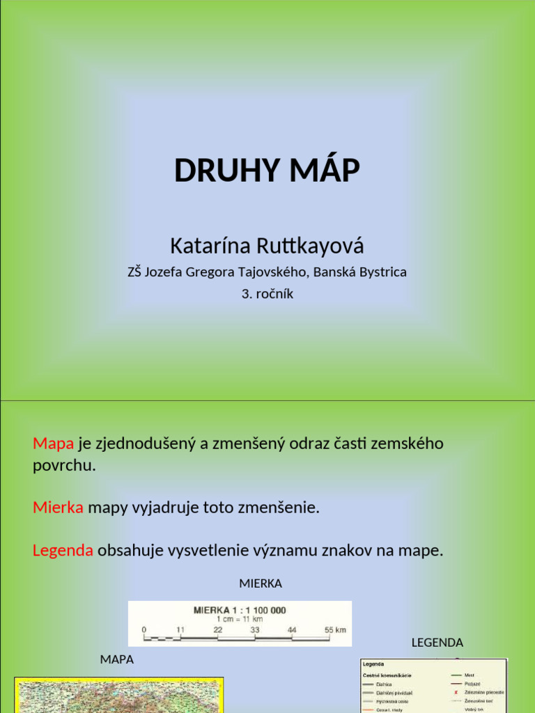 Druhy Máp, Mierka, Legenda Na Mape | PDF