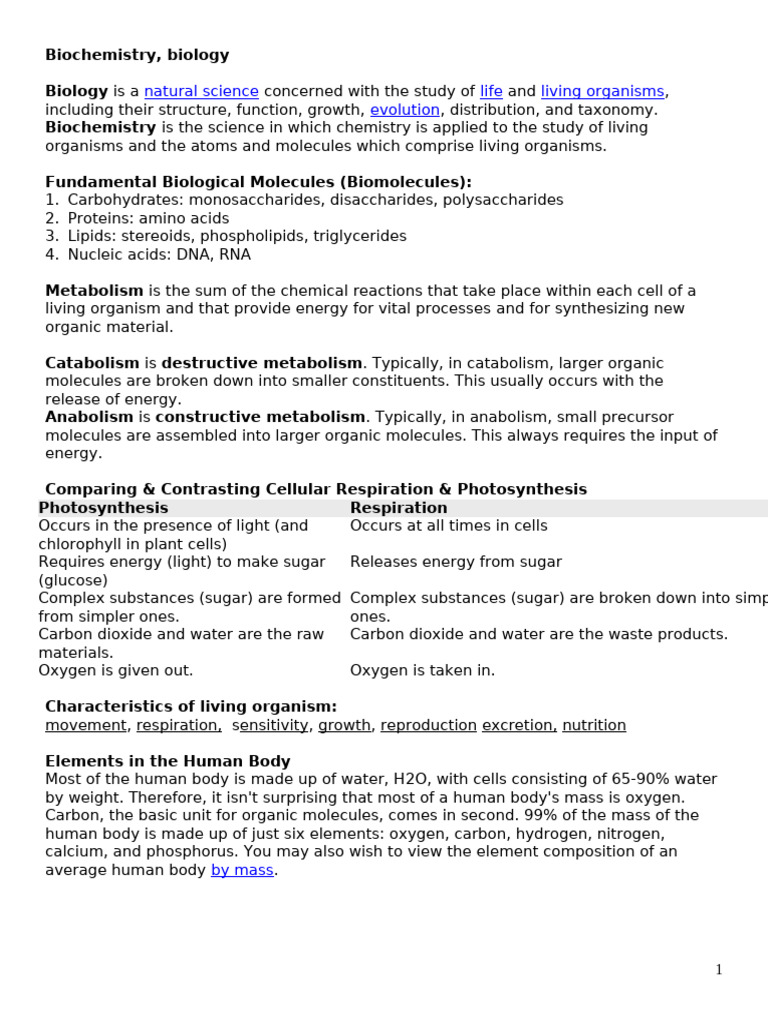 Biochemistry Biology. | PDF