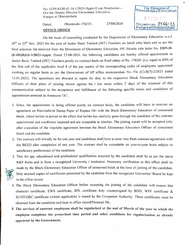 JBT Apptt 2024 | PDF