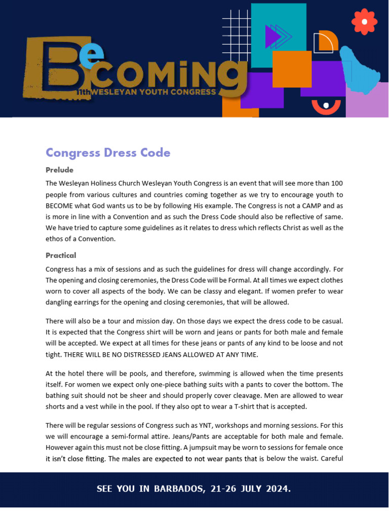 Congress Dress Code Guidelines 2024 | PDF | Trousers | Clothing