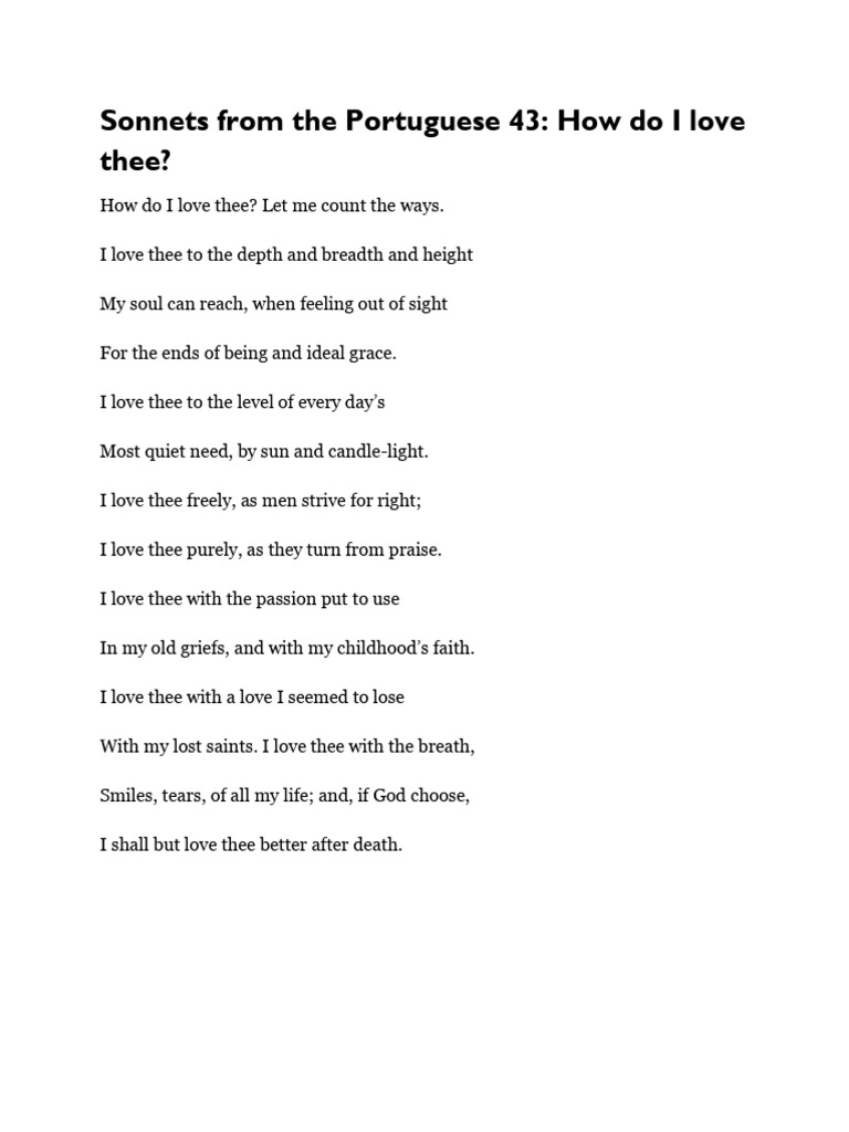 How Do I Love Thee by Elizabeth Barrett Browning | PDF