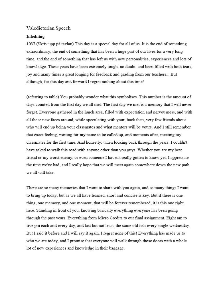 Valedictorian Speech | PDF