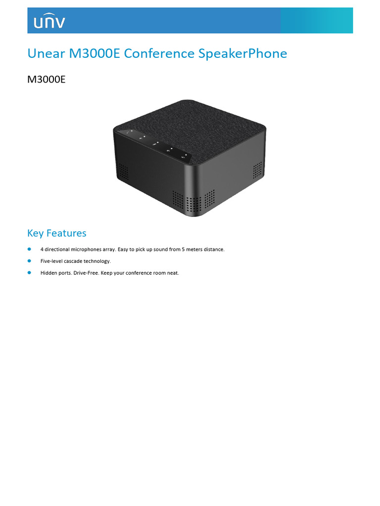 UNV 【Datasheet】 Unear M3000E Conference SpeakerPhone V2.0-EN | PDF
