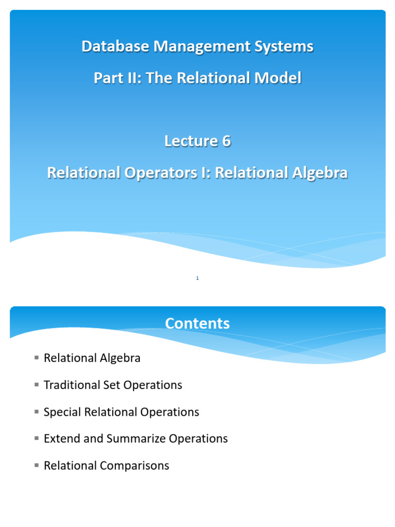 DBMS - Lecture 6 | PDF
