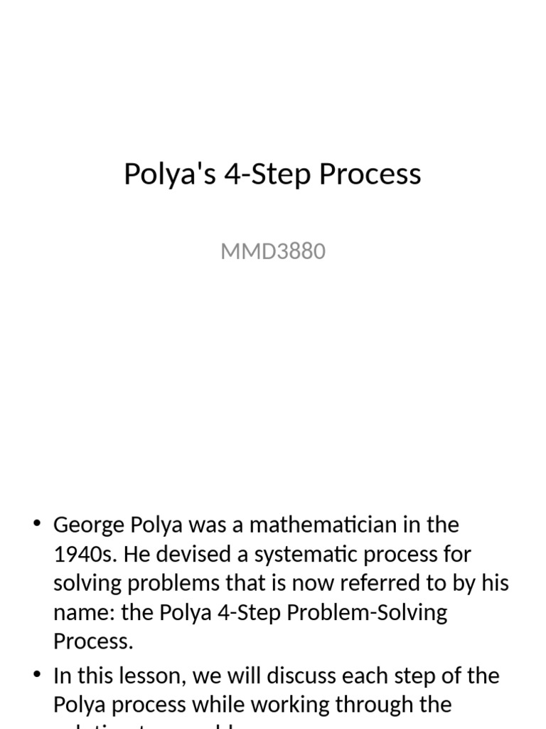 Polya's Four-Step Problem Solving Process | PDF | Mathematics | Self-Improvement