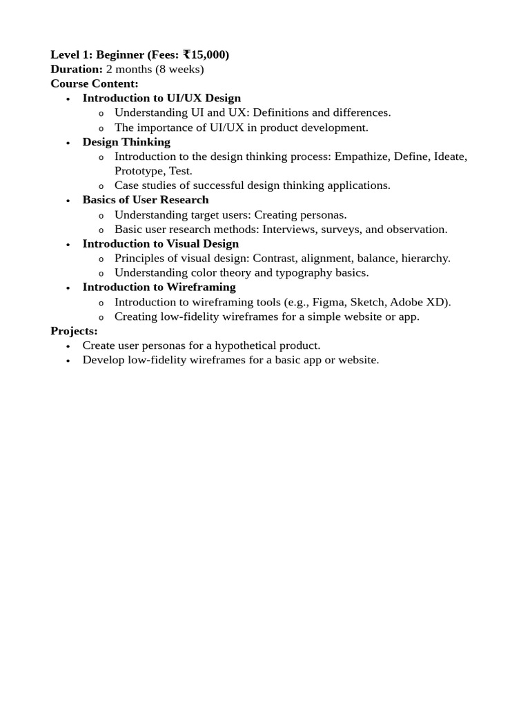 UI UX Modified Curriculum | PDF