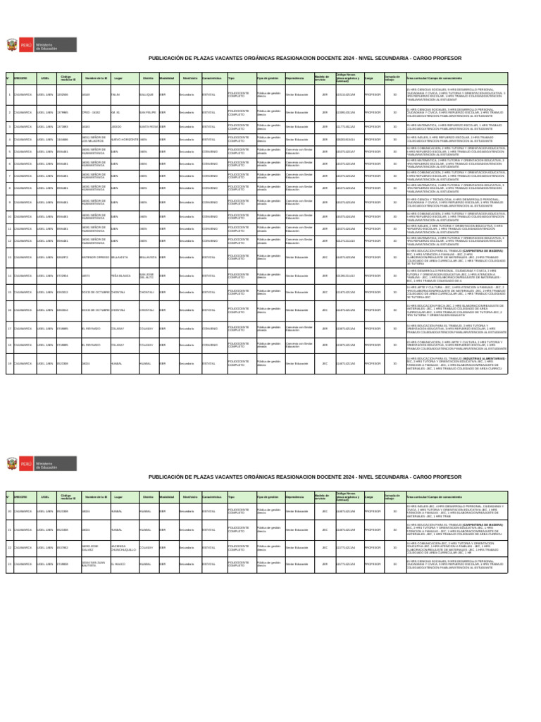 Reasignacion Por Salud 2024 - Secundaria 1 | PDF