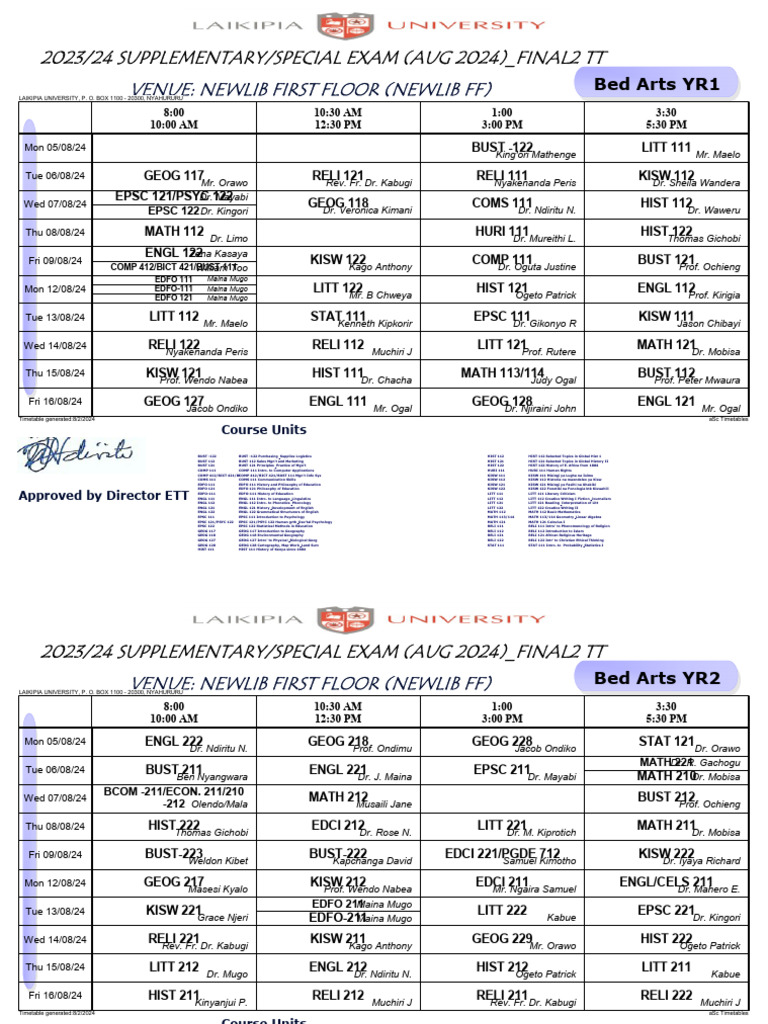 2023-2024 Supplementary-Special Exam Final2 TT | PDF
