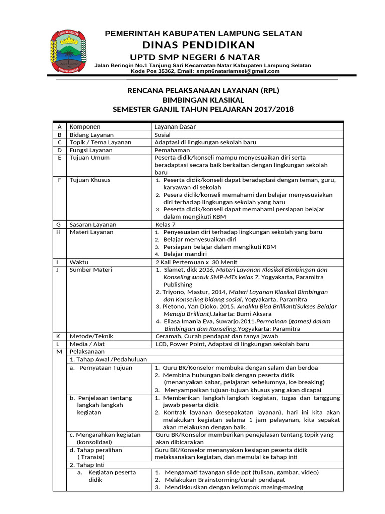 RPL ADAPTASI DI LINGKUNGAN SEKOLAH BARU (Ganjil) | PDF RPL ADAPTASI DI LINGKUNGAN SEKOLAH BARU (Ganjil) | PDF