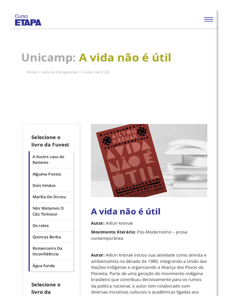 Unicamp 2025 - A Vida Nao e Util | PDF