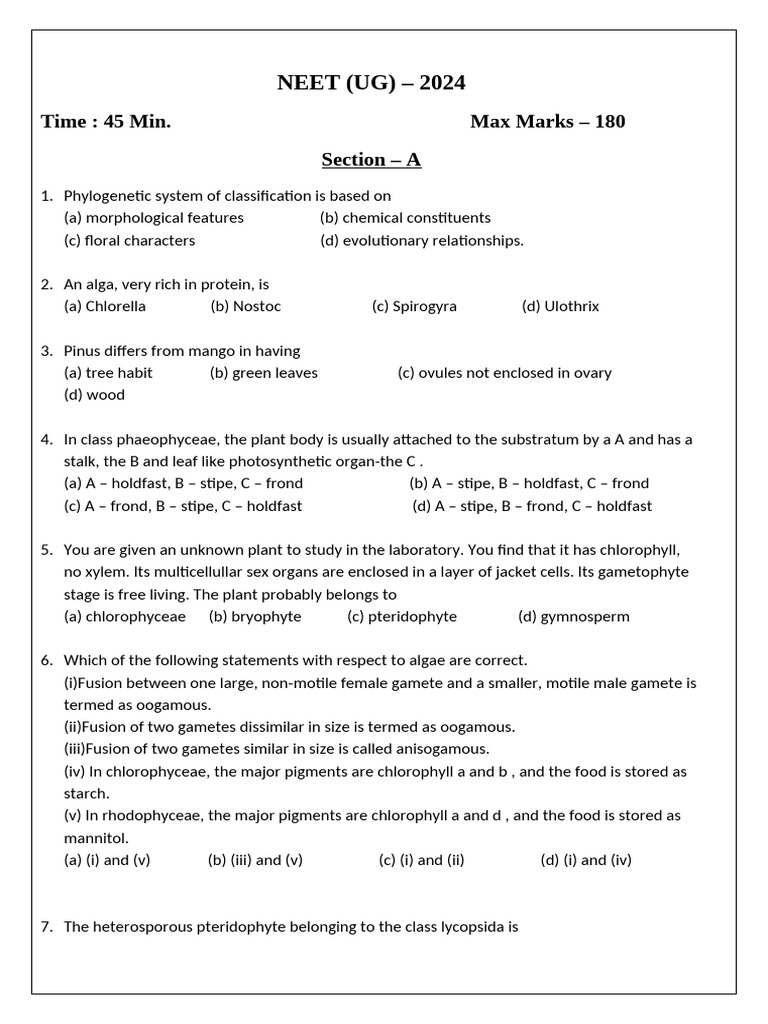 NEET Test - 2 | PDF