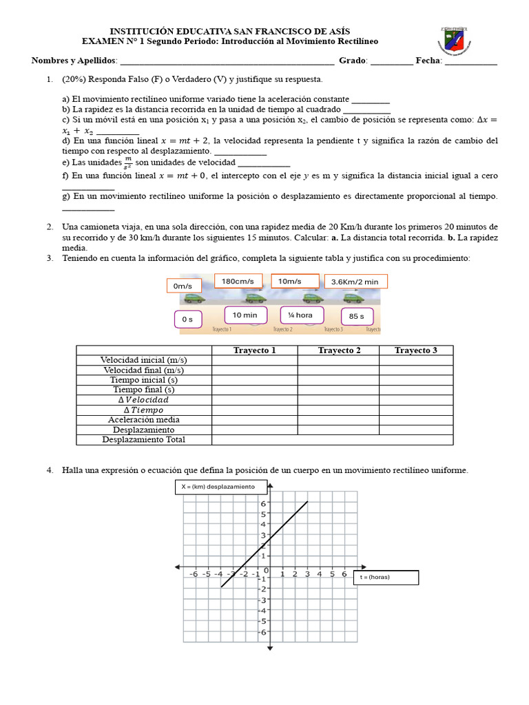 03 05 2024 Examen 1 Fisica 10 | PDF