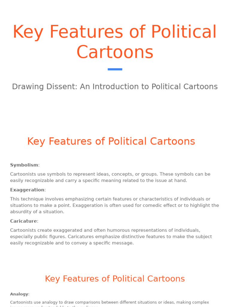 Political Cartoons: Key Features | PDF | Cartoon | Satire