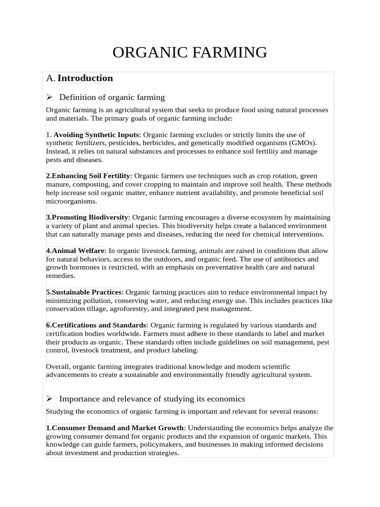 Economics Project Organic Farming | PDF